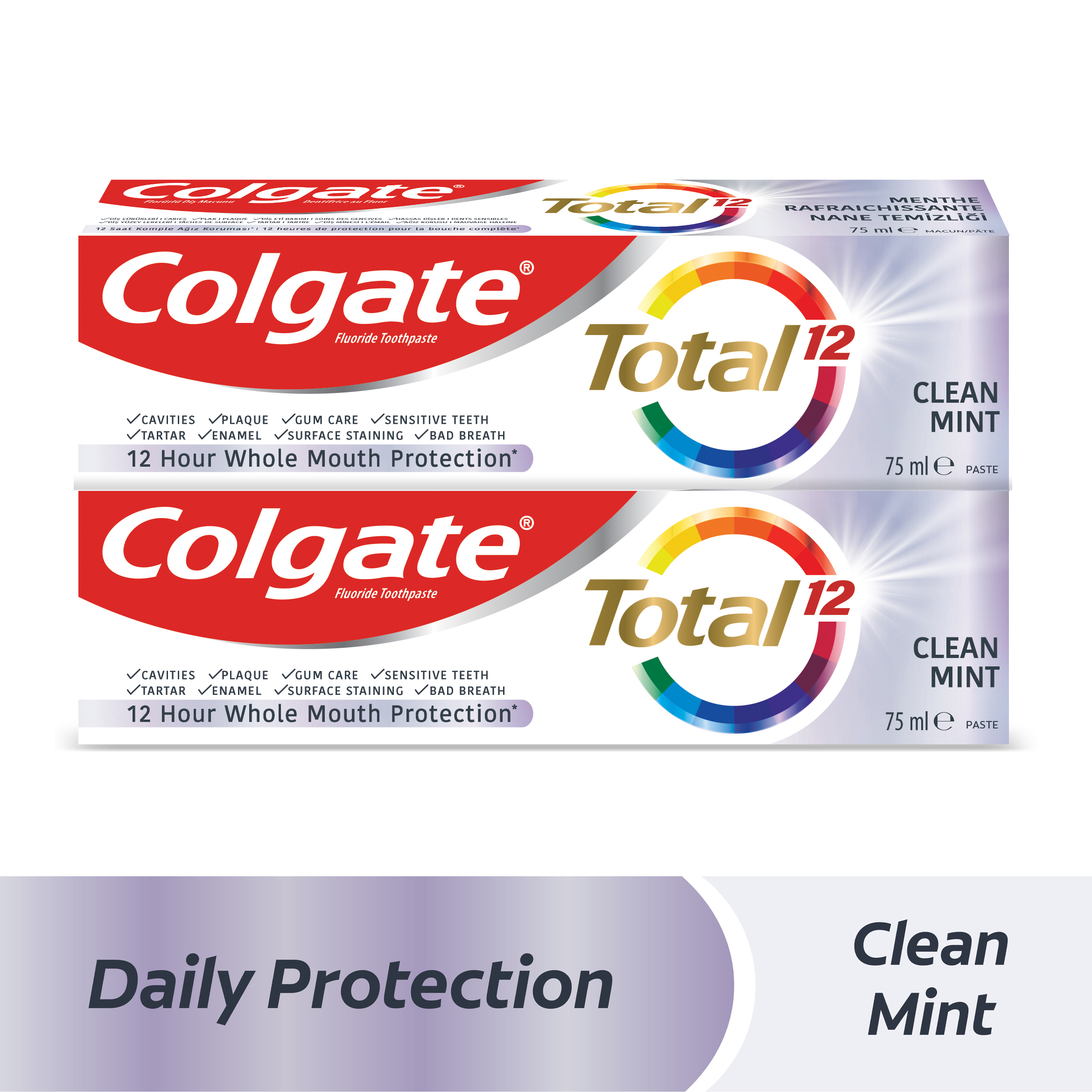 Buy Colgate Total Active Protection Clean Mint Toothpaste 2x75ml online at best price in the UAE ...